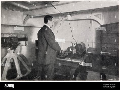 Guglielmo Marconi Italian Inventor And Electrical Engineer Sending A