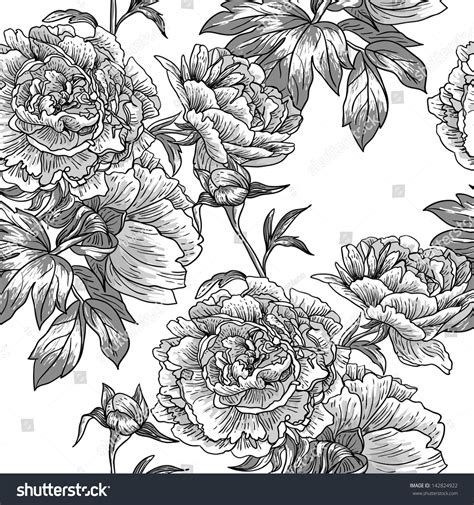 Monochrome Floral Pattern Stock Vector Royalty Free 142824922 Shutterstock