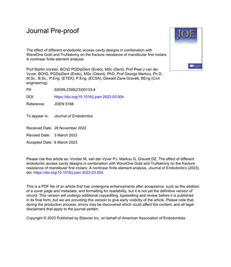 Pdf The Effect Of Different Endodontic Access Cavity Designs In Combination With Waveone Gold