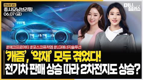 ‘캐즘‘ ‘악재 모두 겪었다ㅣ전기차 판매 상승 따라 2차전지도 상승ㅣ2차전지 전기차 에코프로 포스코퓨처엠 주목ㅣ 모닝브리핑 ㅣ한국경제tvㅣ머니플러스