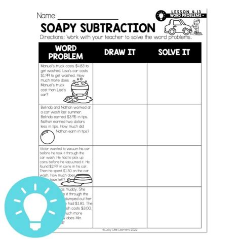 Lucky To Learn Math One Step Subtraction Money Word Problems Lesson