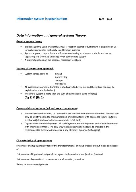 Information Systems In Organisations Lecture Notes Information System In Organisations 12 9