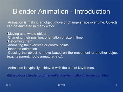 Drtad Blender Tutorial Animation Basics Keys Movement Ppt