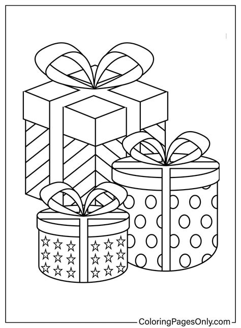 Trio Of Christmas Ts Christmas T Coloring Pages Christmas Present Coloring Pages
