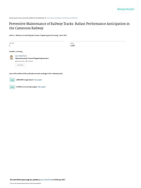 Preventive Maintenance Of Railway Tracks Ballast P Pdf Track Rail Transport Stress