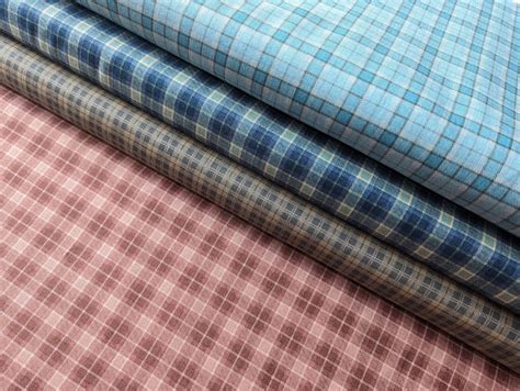 Printed Check Fabrics By Marcus Fabrics Light Blue Navy Rust Beige Grey Scottish Tartan Style
