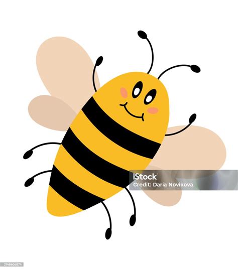 벡터 귀여운 만화 꿀벌입니다 아이들을 위한 재미있는 아기 땅벌 디자인 평면 그림입니다 0명에 대한 스톡 벡터 아트 및 기타 이미지 0명 검은색 곤충 Istock