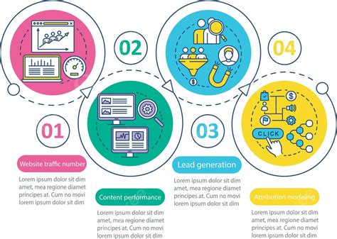 4step Digital Marketing Infographic With Workflow Icons Workflow Conversions Digital Vector