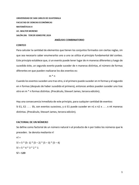 AnÁlisis Combinatorio Permutaciones Pdf Combinatoria Permutación