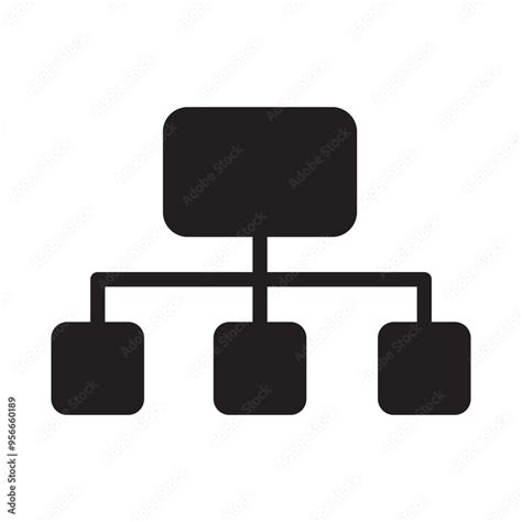 Hierarchy Structure Icon Simple Black Network Diagram Organization Chart Symbol Vector