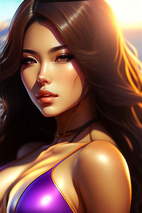 Lexica Photo Of A Gorgeous Anime Girl In Bikini In The Style Of Stefan Kostic Realistic Half