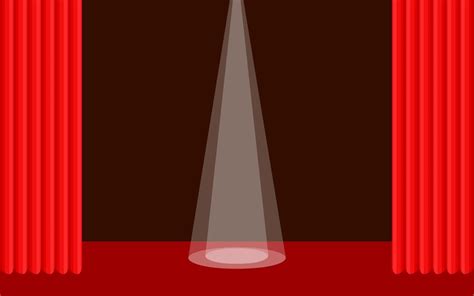 스포트라이트와 빨간 커튼 무대 배경을 갖춘 무대 레이아웃 프리미엄 벡터