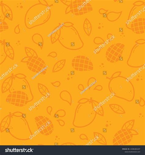 Mango Vector Seamless Pattern Outline Style Stock Vector Royalty Free