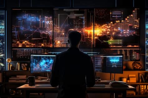 Premium Ai Image Young Programmer And Digital Diagram Concept Generative Ai