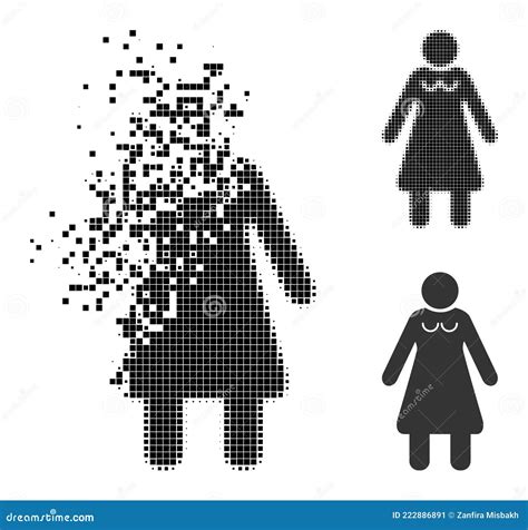 Broken Pixelated Old Woman Glyph With Halftone Version Stock Vector Illustration Of Human