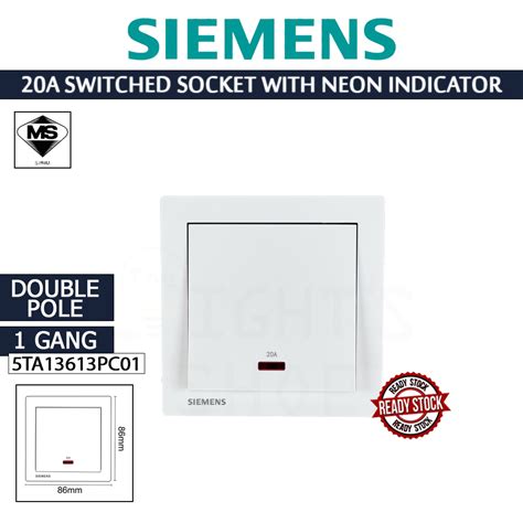 Siemens 20a 1 Gang 1 Way Double Pole Switch With Neon Indicator White 5ta1361 3pc01 Delta Relfa