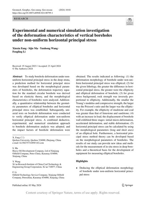 Pdf Experimental And Numerical Simulation Investigation Of The Deformation Characteristics Of