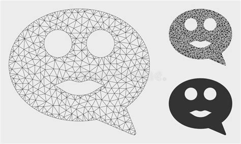 Lady Smiley Message Vector Mesh Wire Frame Model And Triangle Mosaic Icon Stock Vector