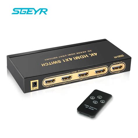 Buy Sgeyr 4x1 Hdmi Switch 4kx2k Powered 4 Port Hdmi Switcher With Ir Remote