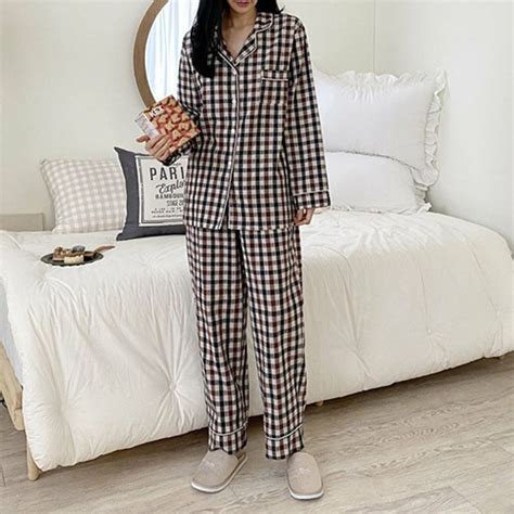 밤♥ 체크 카라 커플 잠옷 파자마 세트 홈웨어 체크잠옷카라커플잠옷파자마세트홈웨어데일리룩캐쥬얼유니크오피스하객룩