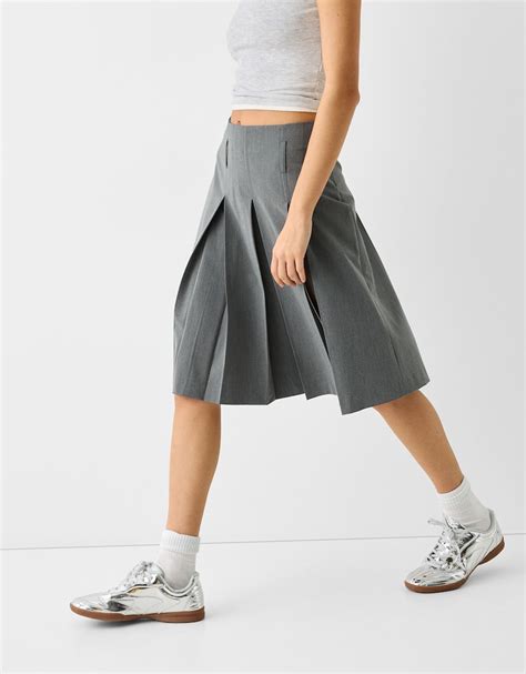 Спідниця середньої довжини з бантовими складками Жінки Bershka