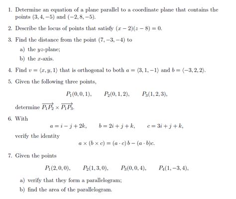 Solved Determine An Equation Of A Plane Parallel To A Chegg