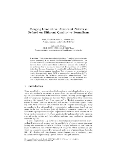 Pdf Merging Qualitative Constraint Networks Defined On Different Qualitative Formalisms