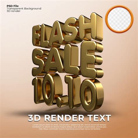 Premium Psd 3d Render Text Flash Sale 1010 Gold Style