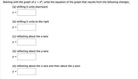 Solved Starting With The Graph Of Y E X Write The Chegg Com