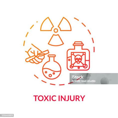 방사선 중독 개념 아이콘 유독 혼합물 독성 상해 방사능 효과 인간 유기체 중독 얇은 선 그림 벡터 절연 윤곽선 Rgb 색상 도면