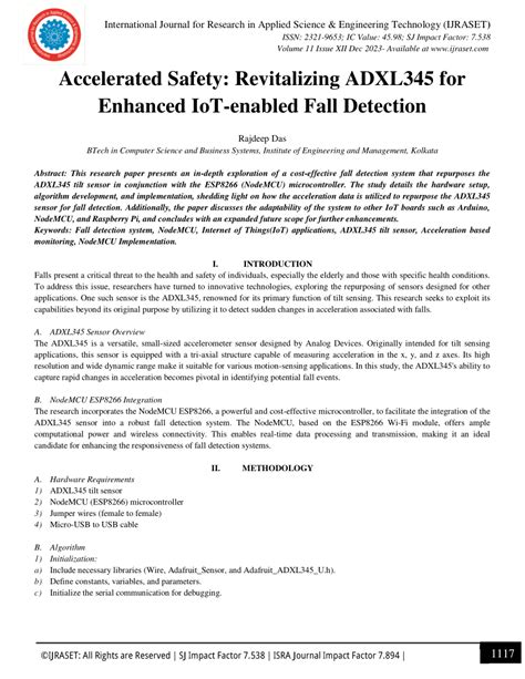 Pdf Accelerated Safety Revitalizing Adxl345 For Enhanced Iot Enabled Fall Detection