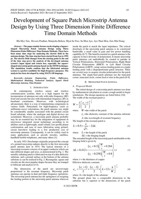 Pdf Development Of Square Patch Microstrip Antenna Design By Using Three Dimension Finite