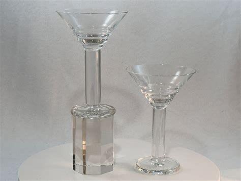 Art Deco Martini Glasses Heavy Column Thick Stems Vintage Barware Set
