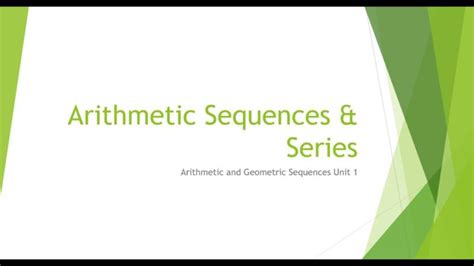 Topic 3 Arithmetic And Geometric Sequences Arithmetic Sequences And… Finn Lip