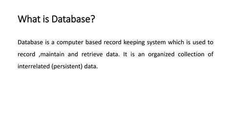 Introduction Of Database Management System Ppt Databases Computer