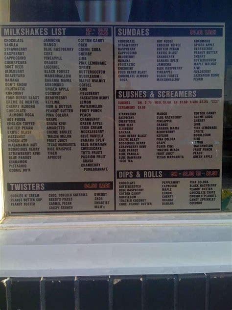 Menu Of Tinos Drive In Medicine Hat Alberta