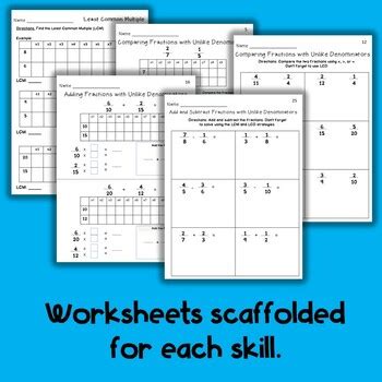 LCM LCD Compare Add And Subtract Fractions With Unlike Denominators