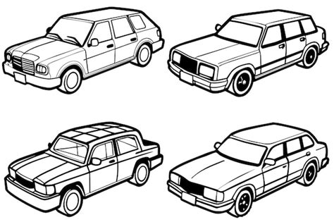 다양한 유형의 자동차 세트 터 일러스트레이션 프리미엄 벡터
