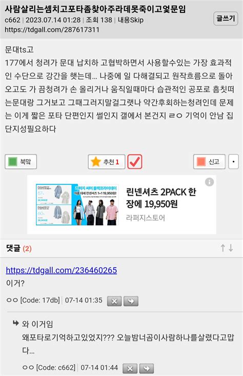 투디갤 소설 윾입 신고좀