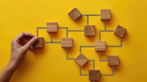 Efficient Workflow Hand Holding Wooden Cube Blocks For Process Management Stock Image Image