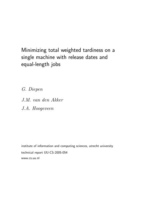 pdf minimizing total weighted tardiness on a single machine with release dates and equal