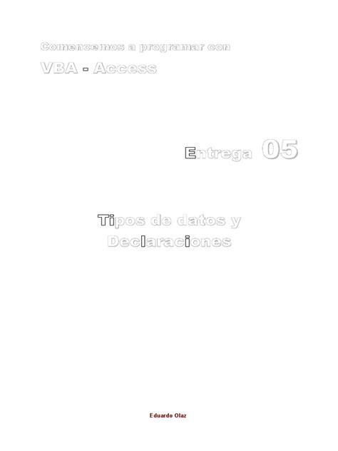 Vba Entrega05 Pdf Cadena Informática Tipo De Datos