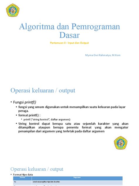 Algoritma Pertemuan 3 Input Output Pdf