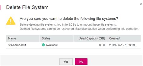 Deleting A File System — Scalable File Service User Guide