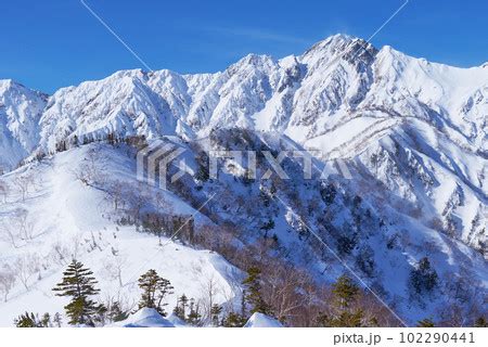 厳冬期 北アルプス遠見尾根と五竜岳の写真素材 102290441 PIXTA