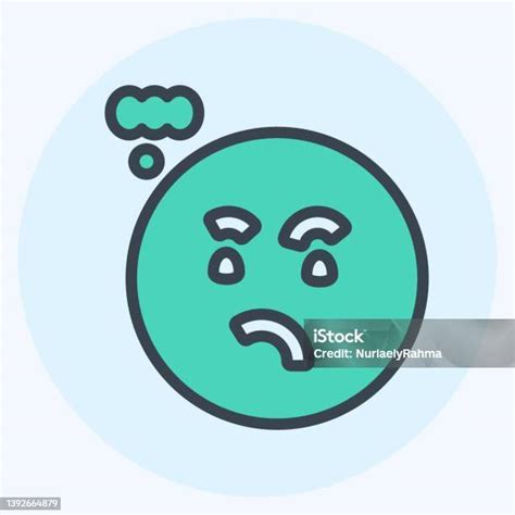 아이콘 이모티콘 생각 이모티콘 기호에 적합합니다 컬러 메이트 스타일 편집 가능한 간단한 디자인 디자인 템플릿 벡터 간단한 기호