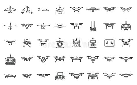 Drone Technology Icons Set Outline Vector Vr Delivery Stock Vector Illustration Of Thin