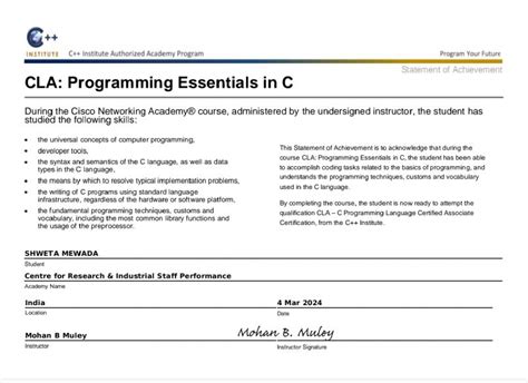 shweta singh mewada on linkedin certificate of c programming