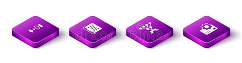 Set Isometric Algorithm Neural Network And Icon Vector Stock Vector