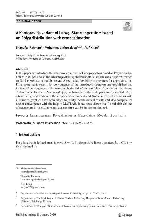 Pdf A Kantorovich Variant Of Lupaşstancu Operators Based On Pólya